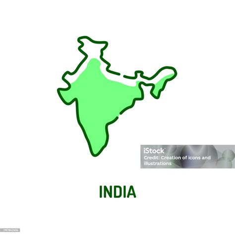 인도 컬러 라인 아이콘입니다 남아시아 의 국가 국가의 국경입니다 웹 페이지 모바일 앱 프로모션에 대한 픽토그램 Ui Ux Gui