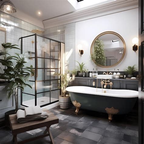Premium Ai Image Bathroom With A Modern Vintage Theme