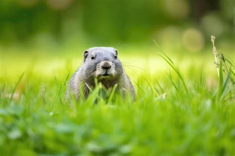 Premium Ai Image The Adorable Gray Gopher On The Lush Summer Grass