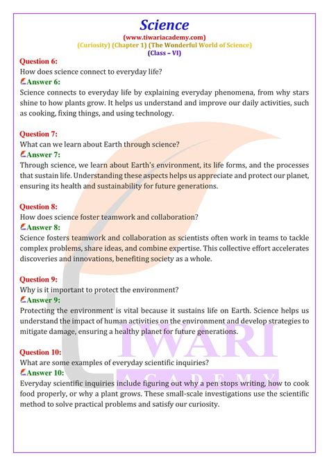 For Session 2025 26 Class 6 Science Curiosity Chapter 1 Solutions