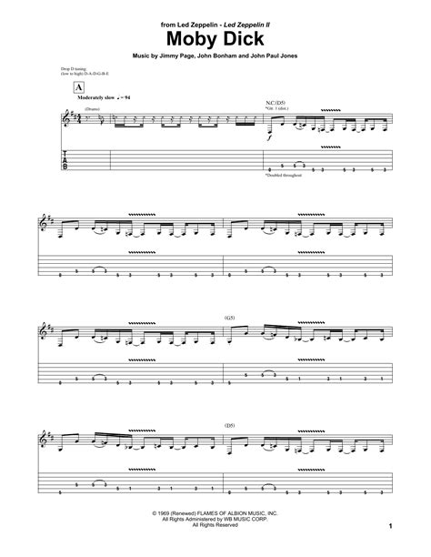 Download Moby Dick Led Zeppelin Guitar Tab Sheet Music Pdf 115232