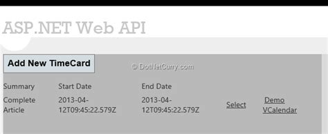 Head First Into Aspnet Web Api A Time Card Service Using Media Formatters And Knockoutjs