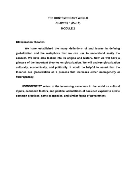 Tcw Module 2 Chapter 1 Part 2 Pdf Globalization Market Economics