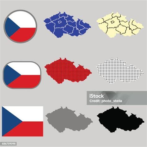 체코 공화국 지도 체코 국기검은 실루엣땡벡터 벡터 설정 0명에 대한 스톡 벡터 아트 및 기타 이미지 0명 3차원 형태 개체 그룹 Istock