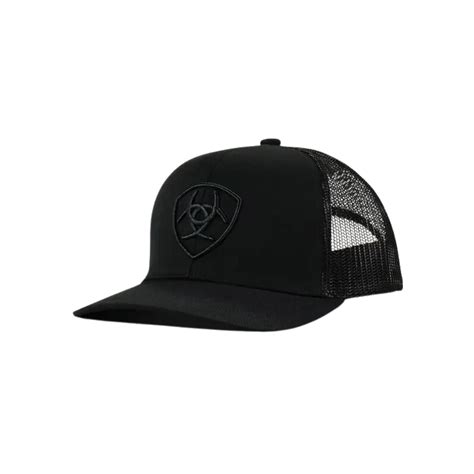 Ariat Mens Black Mesh Snap Back Cap Premium Western Style
