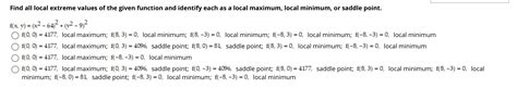 Solved Find All Local Extreme Values Of The Given Function