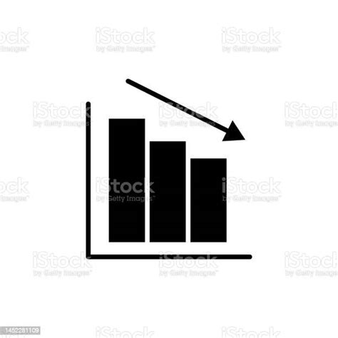 아래쪽 화살표가 있는 그래프 아이콘 그림입니다 재무 그래프 감소 글리프 아이콘 스타일입니다 앱 웹 사이트 모바일 앱에 적합합니다 금융 관련 아이콘 간단한 벡터 디자인 편집