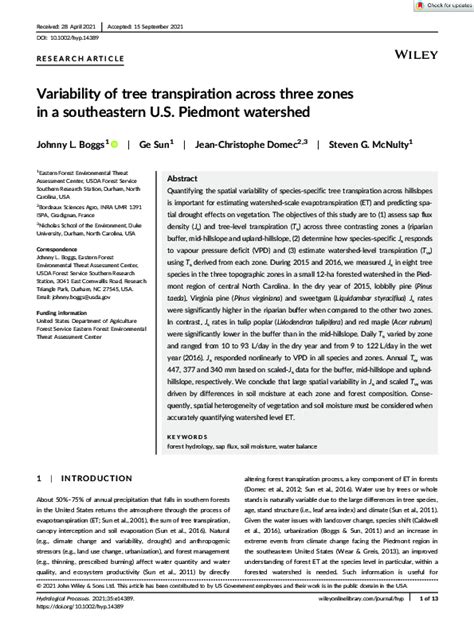 pdf variability of tree transpiration across three zones in a