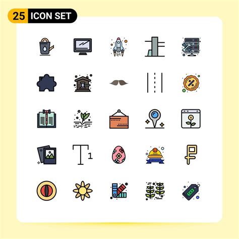 Filled Line Flat Color Pack Of 25 Universal Symbols Of Setting Hosting Pc Admin Launch Editable