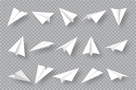 투명 한 배경에 현실적인 수제 종이 평면 컬렉션 평면 스타일의 종이 접기 항공기 벡터 일러스트레이션 종이 비행기에 대한 스톡 벡터 아트 및 기타 이미지 Istock