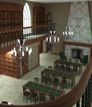 Two Floor Library Scene Interior Only