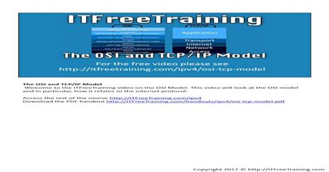 Pdf The Osi And Tcp Ip Model Welcome To The Itfreetraining Handouts Ipv4