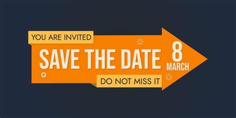 Event Invitation Ribbon Sticker Save The Date Text Arrow Shape