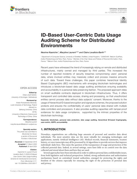 Pdf Id Based User Centric Data Usage Auditing Scheme For Distributed Environments