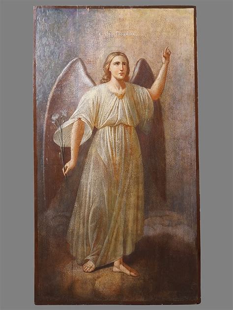 Икона «Святой Архангел Гавриил дерево масло Xix век 102 × 56 5см — Антикварная лавка в Калашном