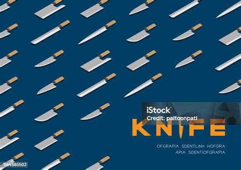 일본어 또는 중국어 칼 3d 등각 계수 부엌 칼 기구 개념 포스터 및 배너 수평 디자인 삽화 복사 공간 벡터 Eps 10 파란색