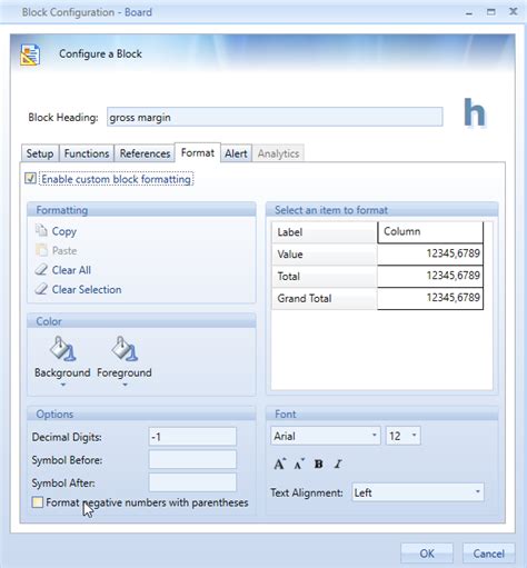 Is There An Option To Choose Whether Negative Values Are Bracketed Or