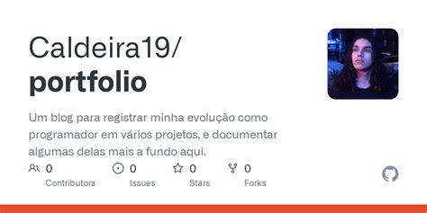 GitHub Caldeira portfolio Um blog para registrar minha evolução como programador em vários