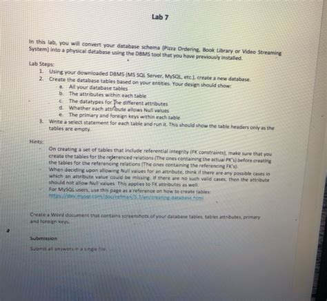 Lab In This Lab You Will Convert Your Database Chegg