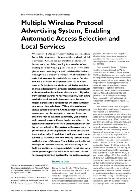 Pdf Multiple Wireless Protocol Advertising System Enabling Automatic Access Selection And