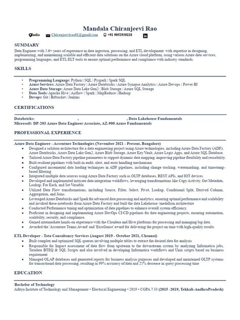 Chiranjeevi Azure Dataengineer Pdf Microsoft Azure Databases
