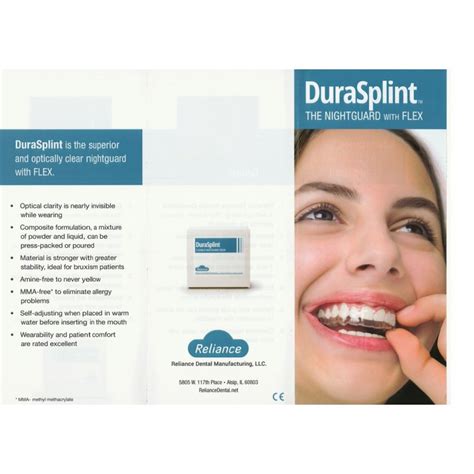 Reliance Durasplint Self Cure Soft Flexible Nightguard And Splint Material Clear Small