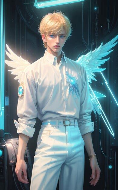 Hombre Guapo Con Alas De ángel Futuristas Angel Anime Boy Anime ángel