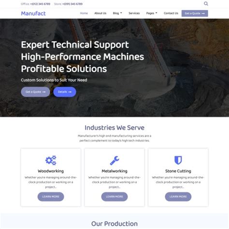 Manufacturer Website Template Bootstrap Templateonweb