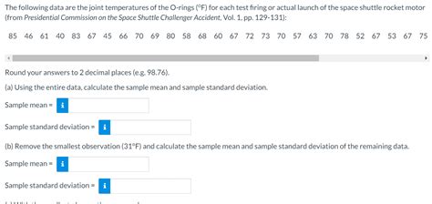Solved The Following Data Are The Joint Temperatures Of The