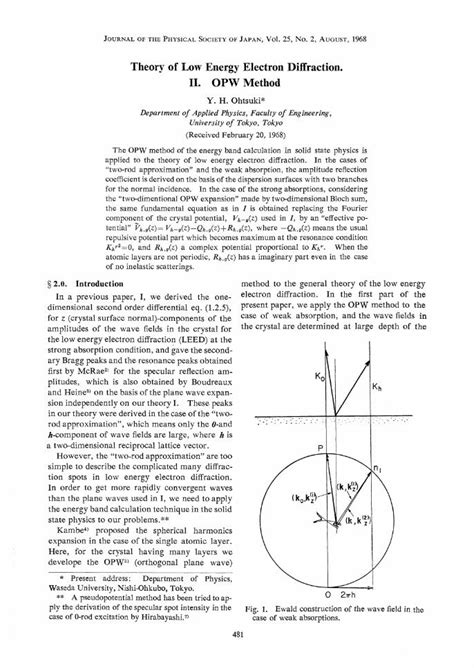 Pdf Theory Of Low Energy Electron Diffraction Ii Opw Method