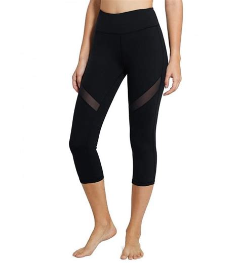 Womens High Waisted Mesh Capri Leggings Workout Active Yoga Pants