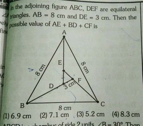 Solved N The Adjoining Figure Abc Def Are Equilateral