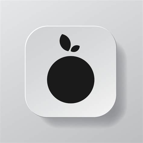 Premium Vector White Square Button With Orange Fruit Outline Icon Black Orange On The White