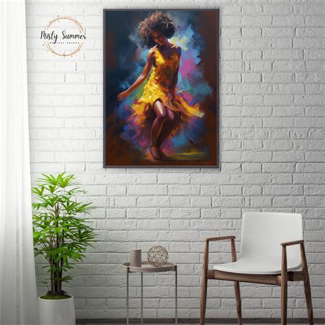 African American Art Print Of African Woman Dancing On Canvas For