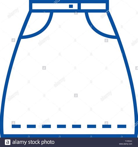 Denim Skirt Line Icon Concept Denim Skirt Flat Vector Symbol Sign Outline Illustration Stock