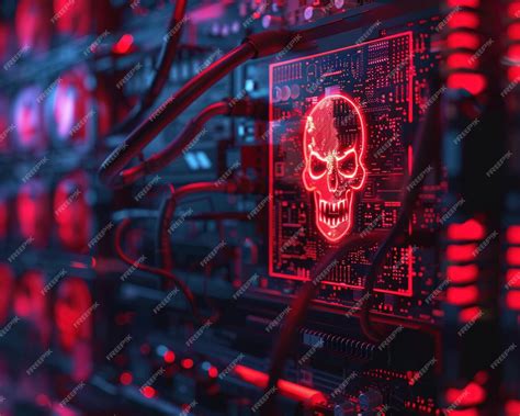 3d Cyber Attack Scene Computer Displaying System Error And Malware Danger Sign Premium Ai