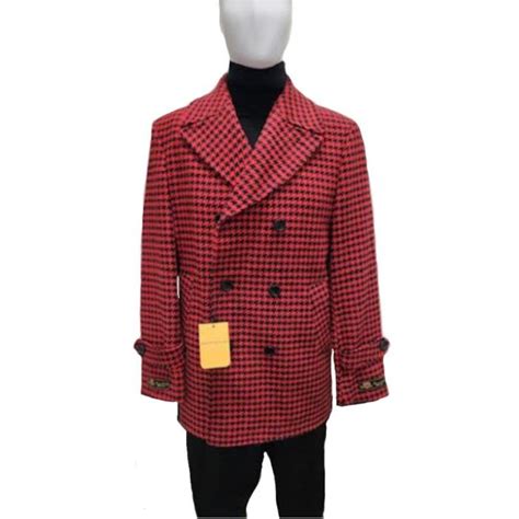 Mens Wool Red Car Coat Driver Coat Overcoatusa