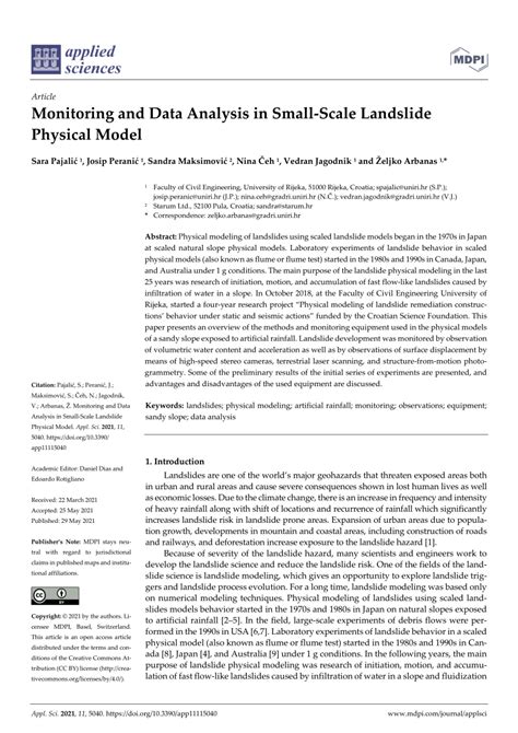 PDF Monitoring And Data Analysis In Small Scale Landslide Physical Model