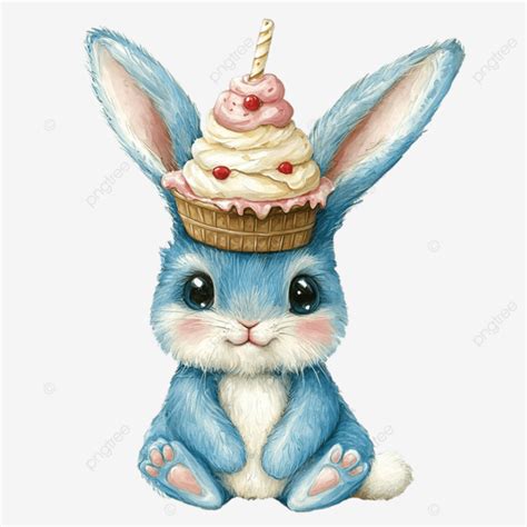 아이스크림 순대 모자를 곁들인 사랑스러운 블루 토끼 토끼 파란색 아이스크림 순대 모자 Png 일러스트 및 이미지 에 대한 무료 다운로드 Pngtree