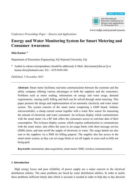 PDF Energy And Water Monitoring System For Smart Metering And Consumer Awareness