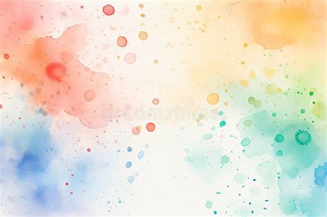 Rainbow Blobs Watercolor Pattern On White Background Abstract Grunge
