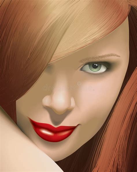 Beautiful Woman Redhead Staring Stock Illustration Illustration Of