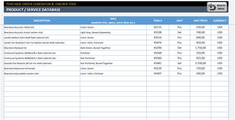 Purchase Order Tracking Excel Spreadsheet — Db