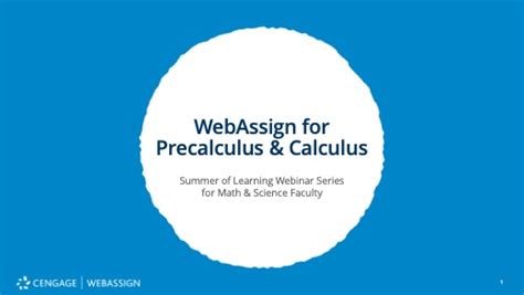Webassign For Precalculus And Calculus