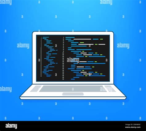 Vector Laptop Coding Concept Web Developer Design Programming