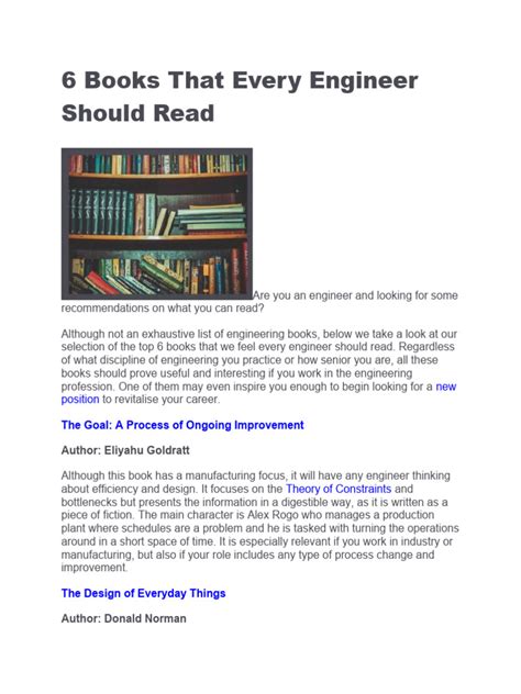 6 Books Every Engineer Should Read Pdf Engineering Science