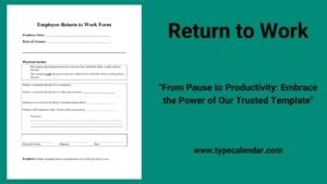 Free Printable Return To Work Templates PDF Word