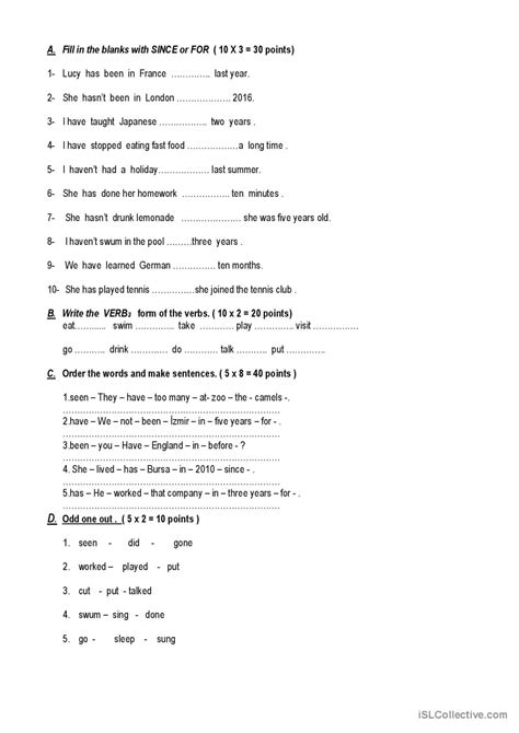 Present Perfect Tense Quiz Español Ele Hojas De Trabajo Pdf And Doc