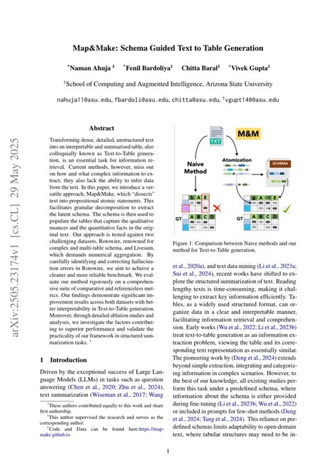 Pdf Mapandmake Schema Guided Text To Table Generation