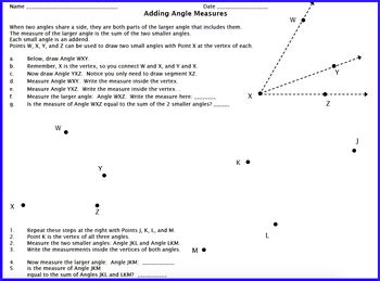 Naming Angles And Adding Subtracting Angle Measures TpT